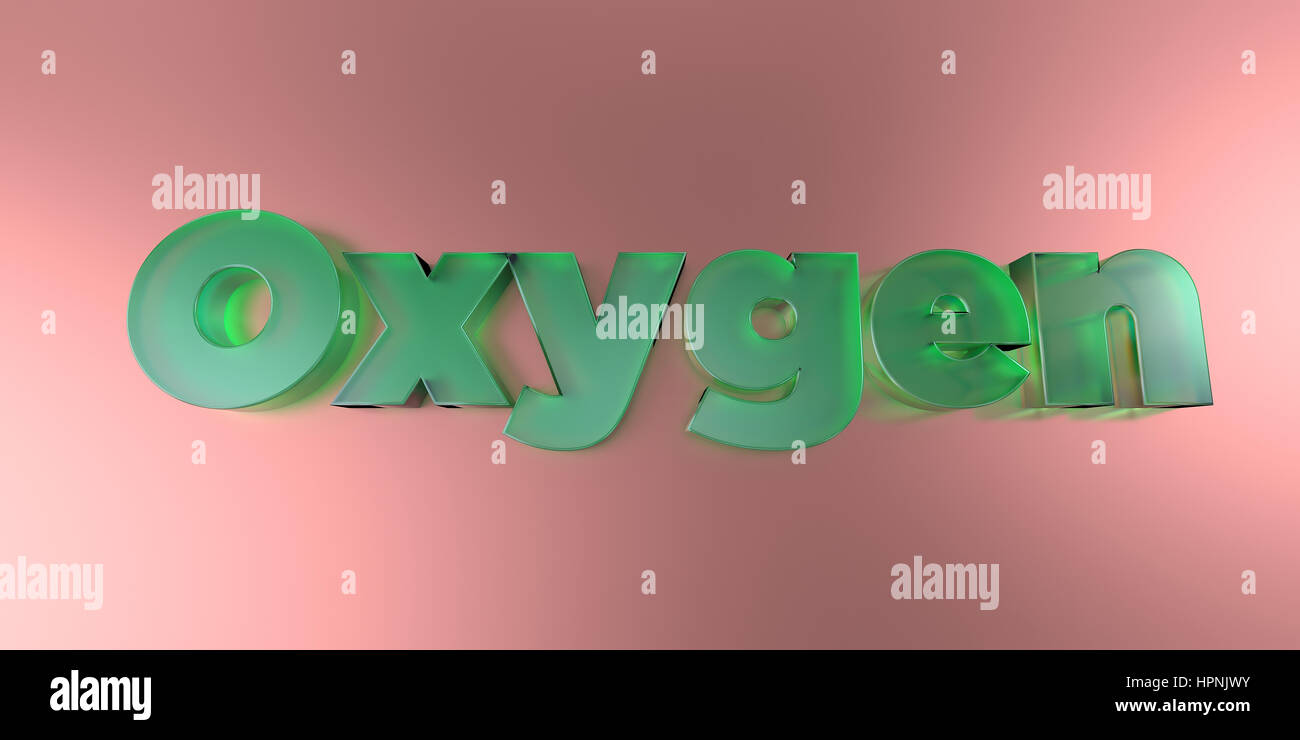 Oxygen - colorful glass text on vibrant background - 3D rendered ...