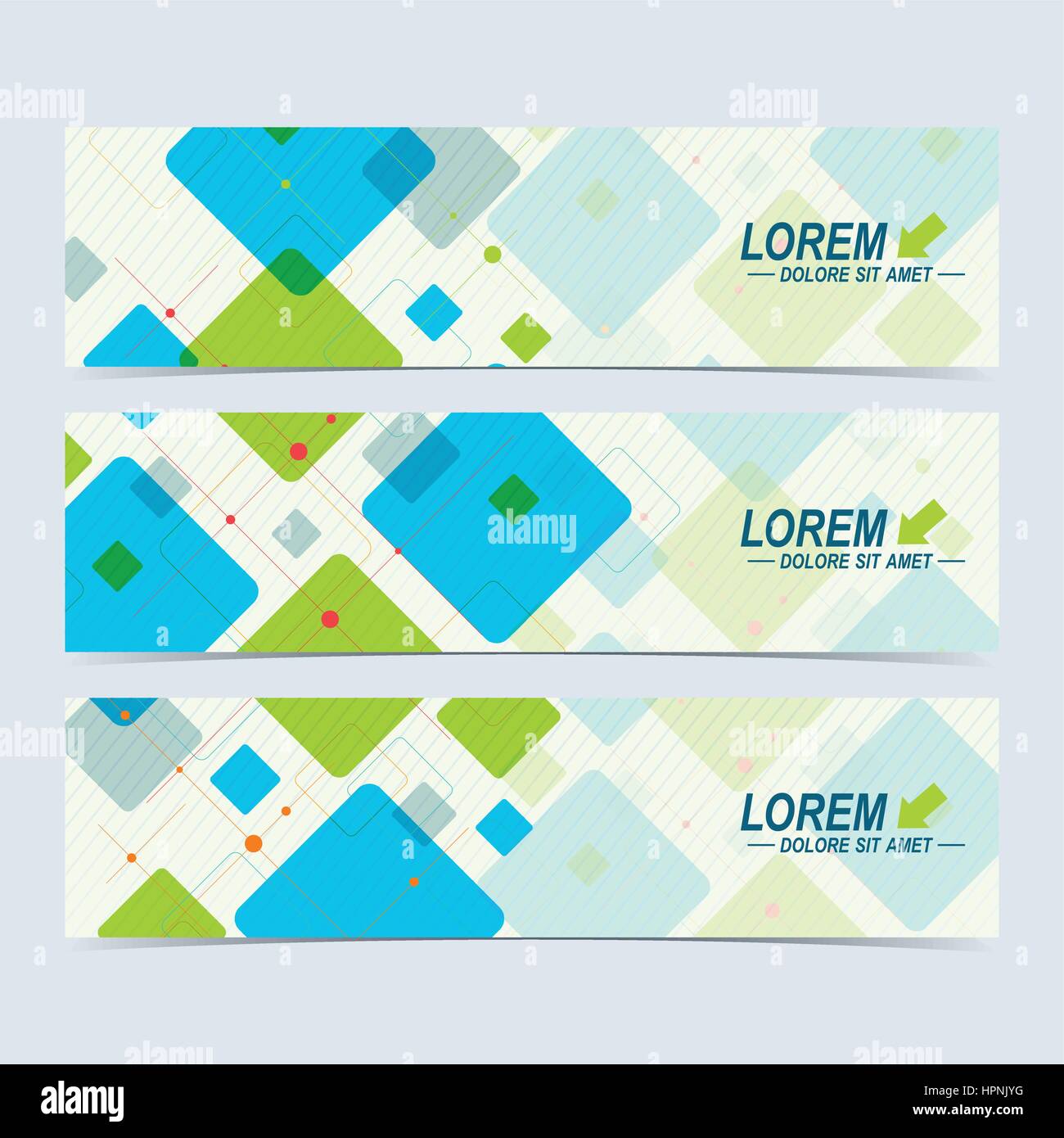 Set of vector horizontal banners. Background with colorful scuares ...