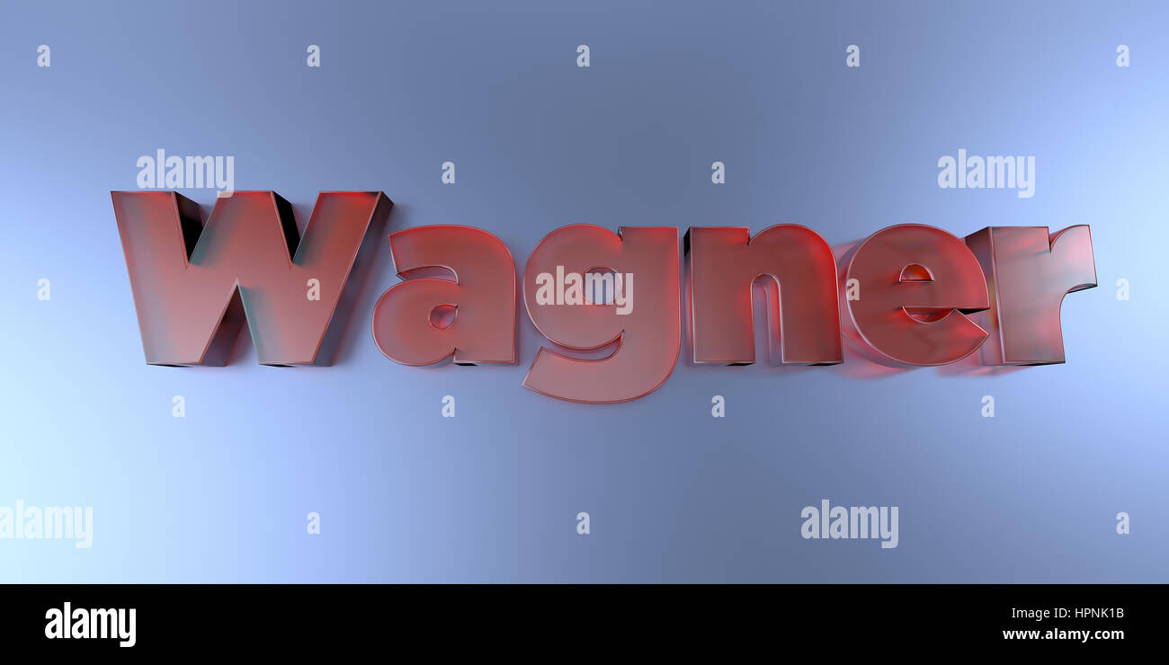 Wagner - colorful glass text on vibrant background - 3D rendered ...
