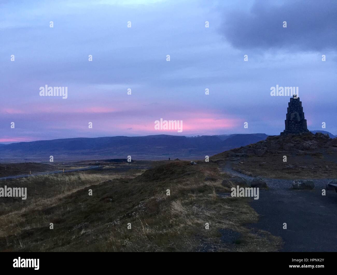 Pink sky sunset in Iceland Stock Photo - Alamy