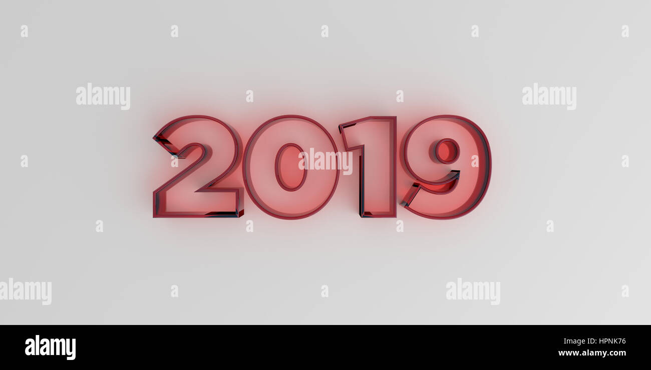 2019 - Red glass text on white background - 3D rendered royalty free ... 2019 - Red glass text on white background - 3D rendered royalty free ...