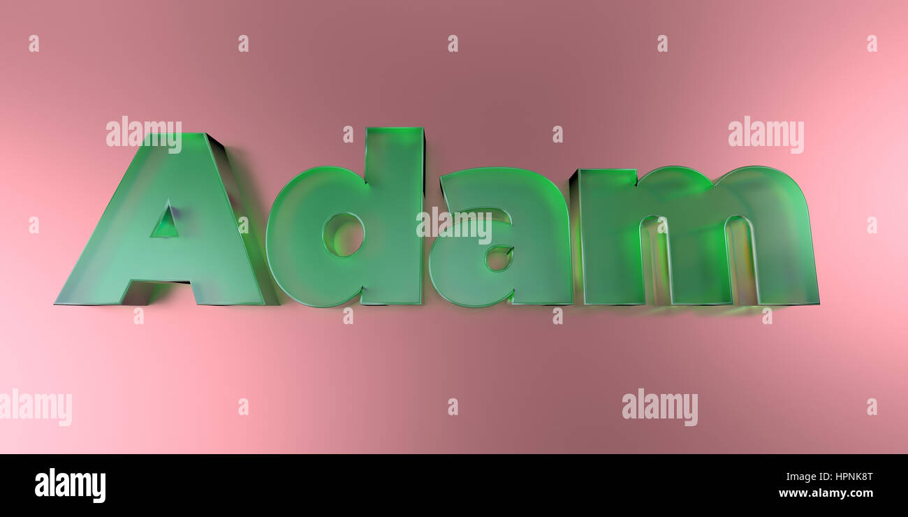 Adam - colorful glass text on vibrant background - 3D rendered royalty ...
