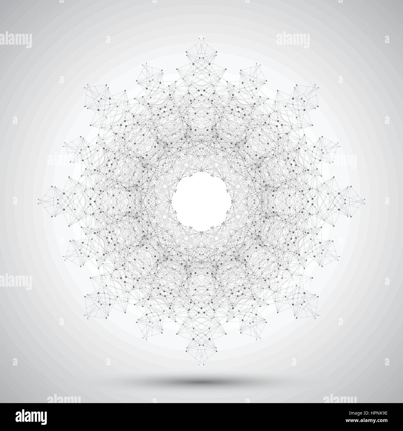 Geometric abstract form with connected line and dots. Graphic ...