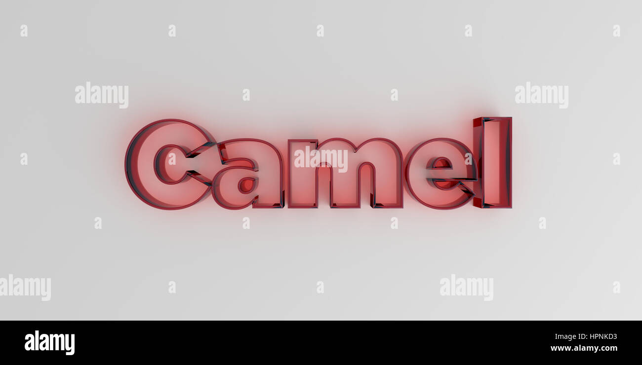 Camel - Red glass text on white background - 3D rendered royalty free ...