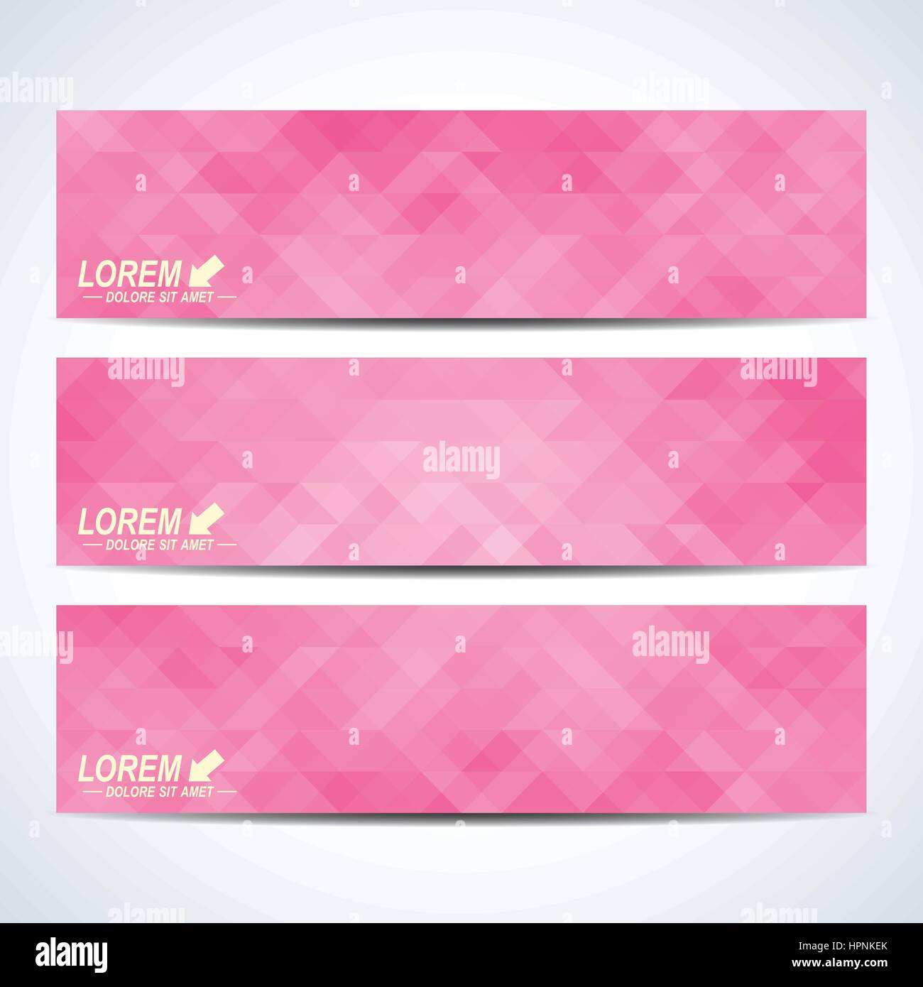 Pink set of vector banners. Background with pink triangles. Web banners ...