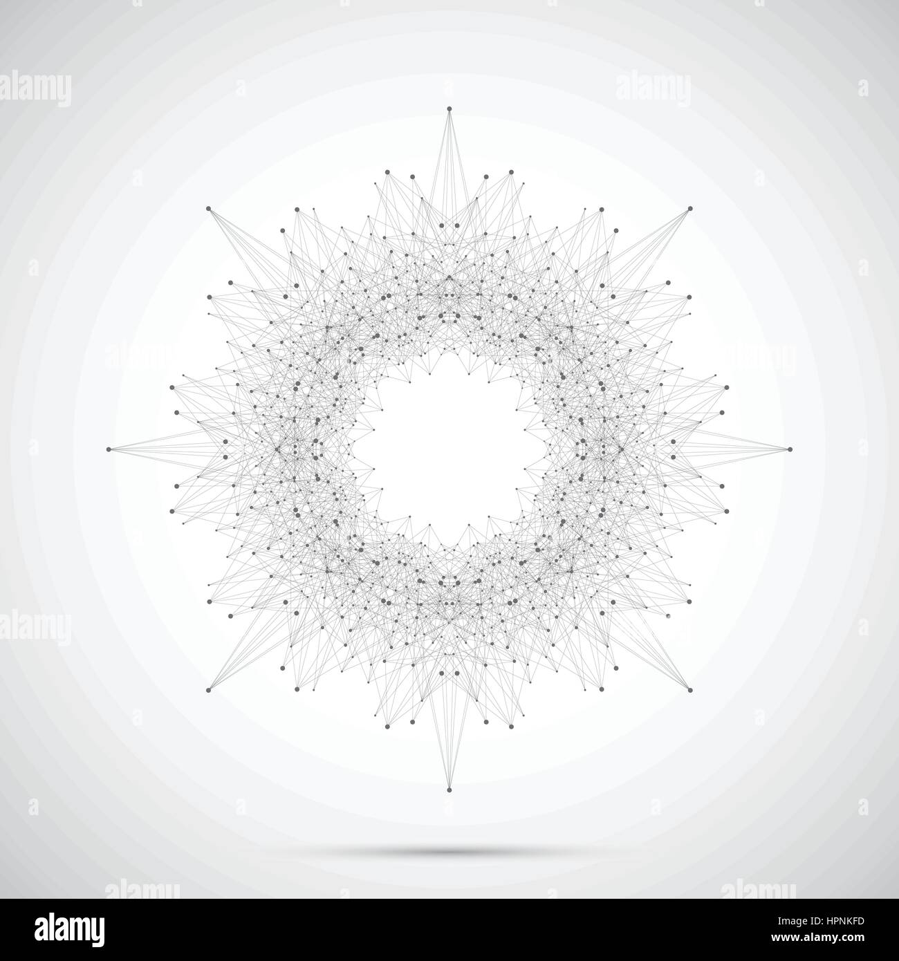Geometric abstract form with connected line and dots. Graphic ...
