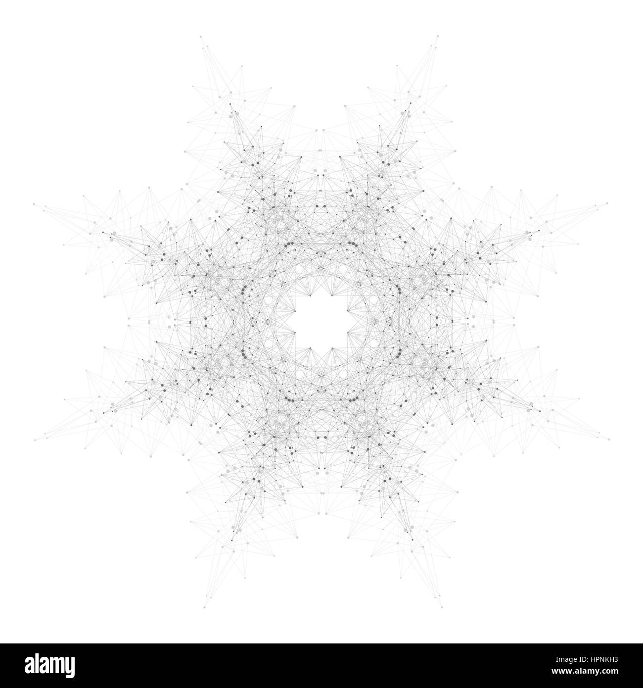 Geometric abstract form with connected line and dots. Futuristic ... Geometric abstract form with connected line and dots. Futuristic ...