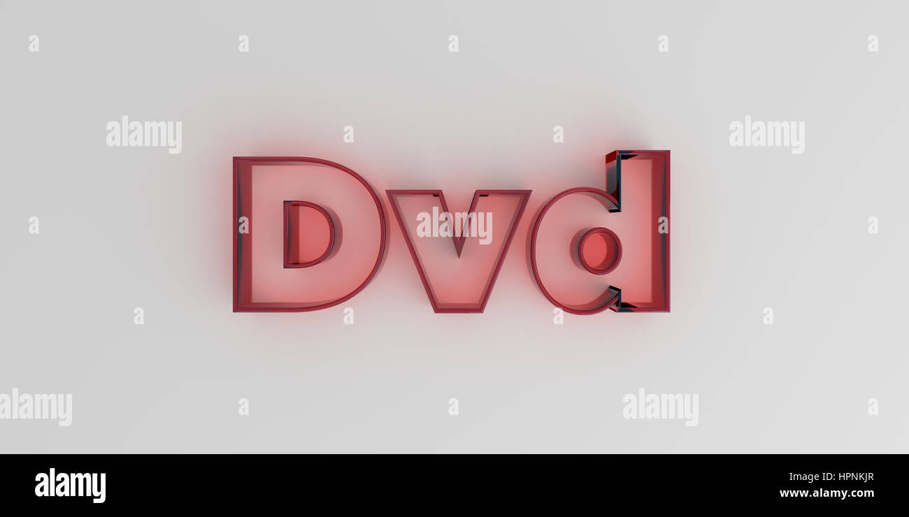 Dvd - Red glass text on white background - 3D rendered royalty free ...