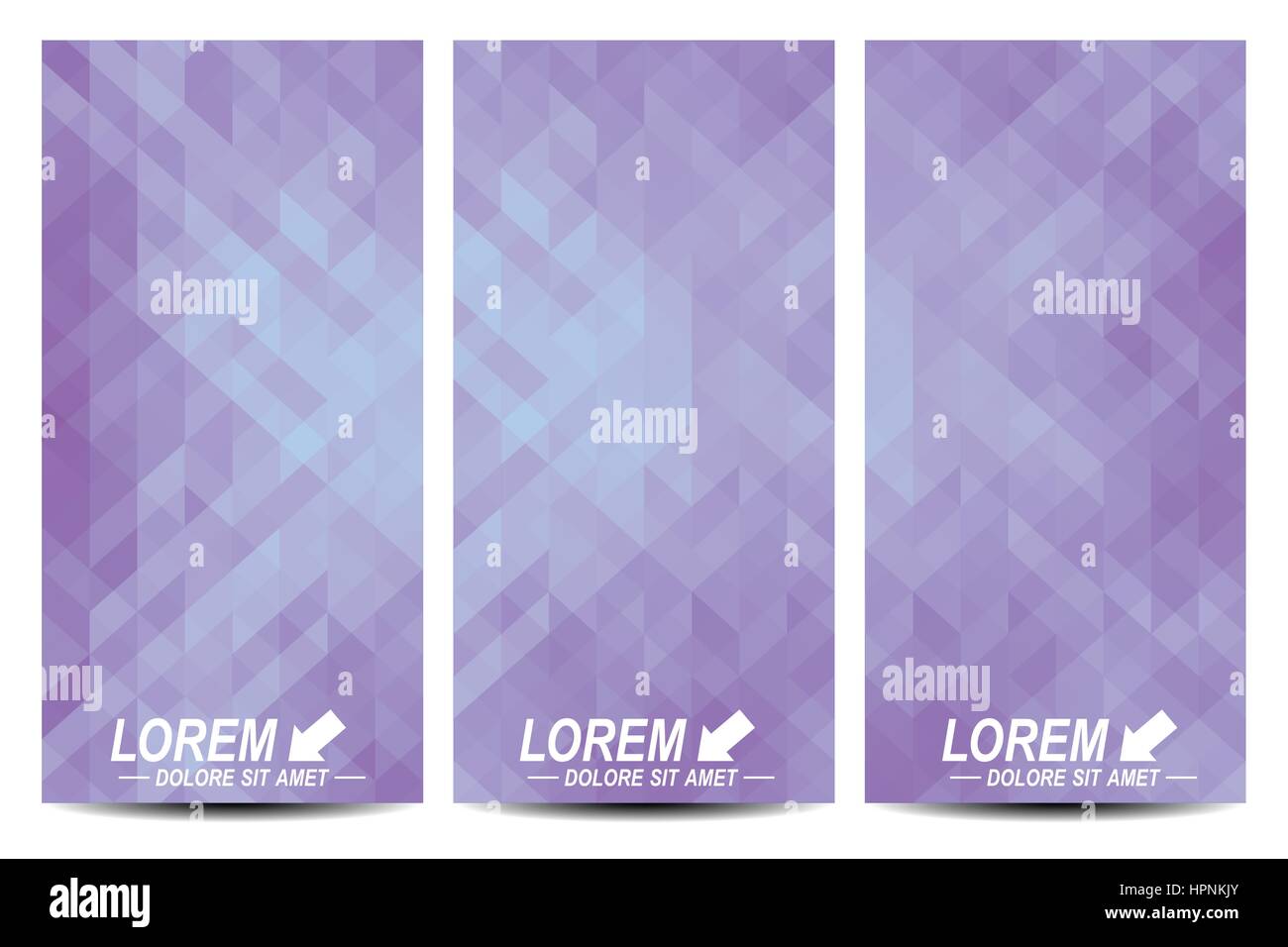 Set of vector flyers. Background with purple triangles. Flyer, web ...