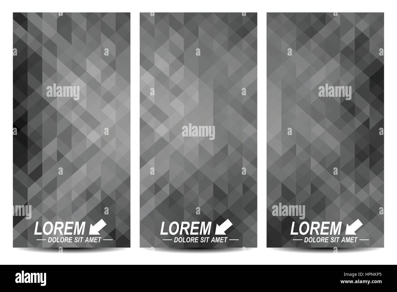 Set of vector flyers. Background with black triangles. Flyer, web ...