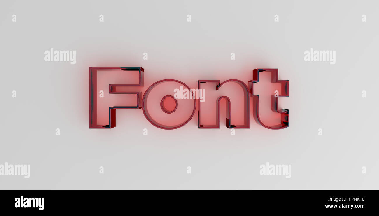 Font - Red glass text on white background - 3D rendered royalty free ...
