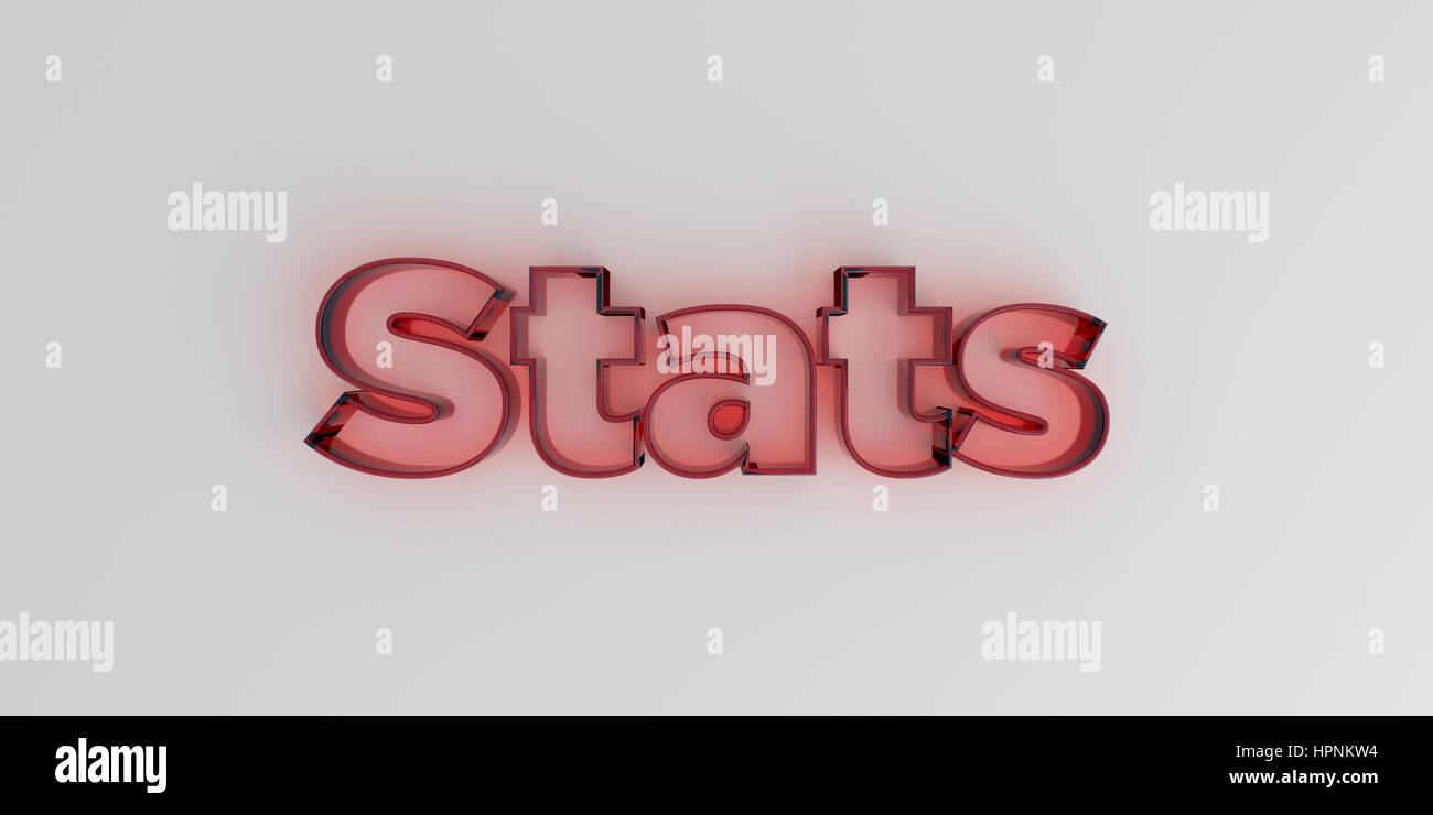 Stats - Red glass text on white background - 3D rendered royalty free ...