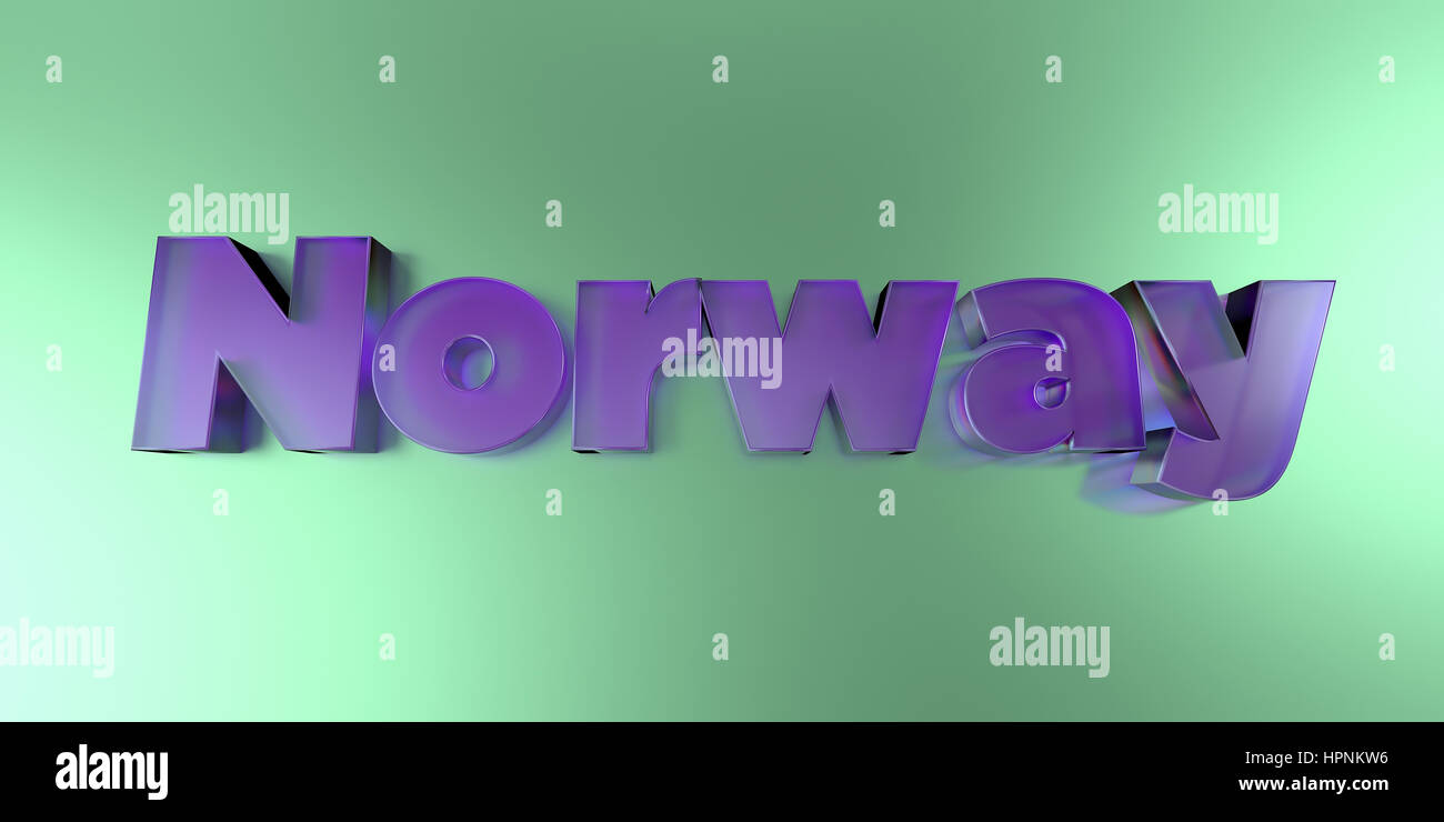 Norway - colorful glass text on vibrant background - 3D rendered ...