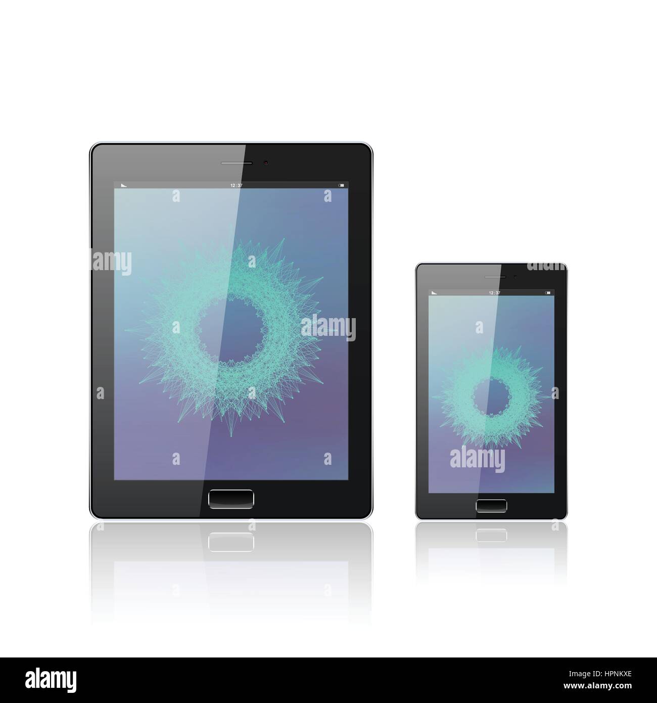 Modern digital tablet PC with mobile smartphone isolated on the white ...