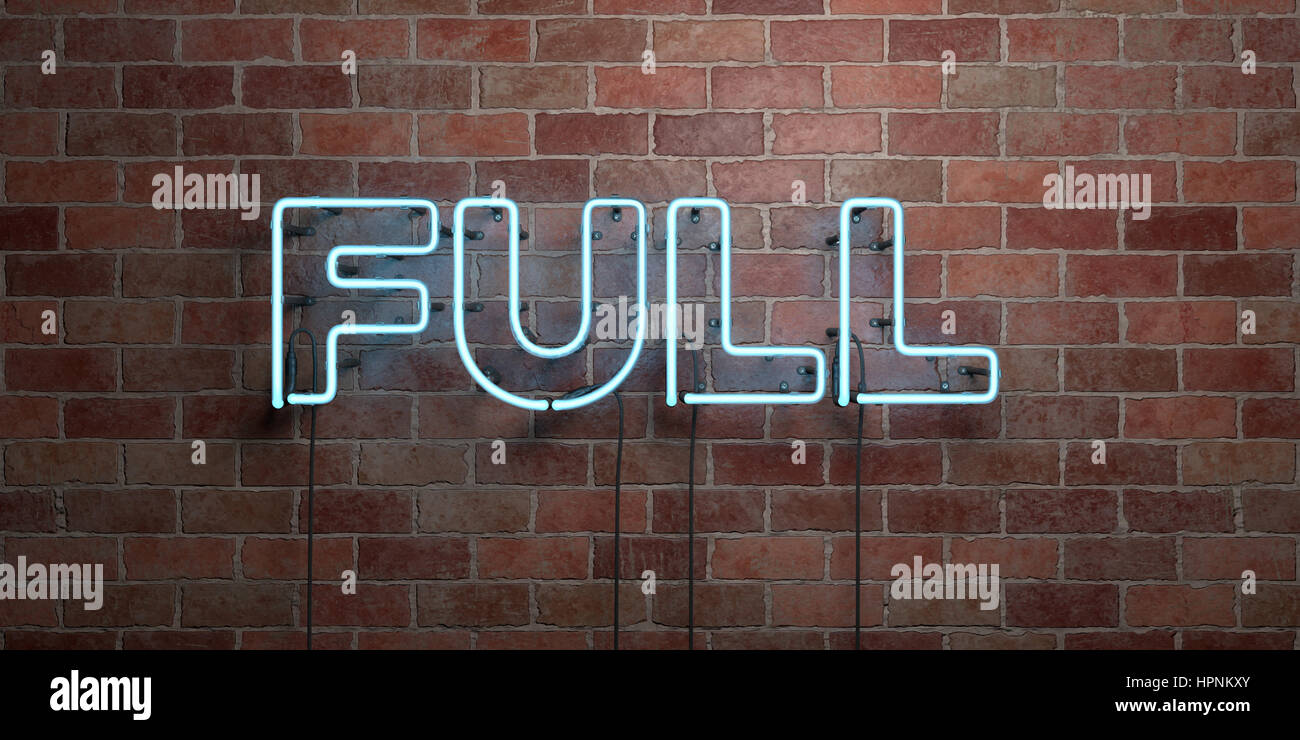FULL - fluorescent Neon tube Sign on brickwork - Front view - 3D ...