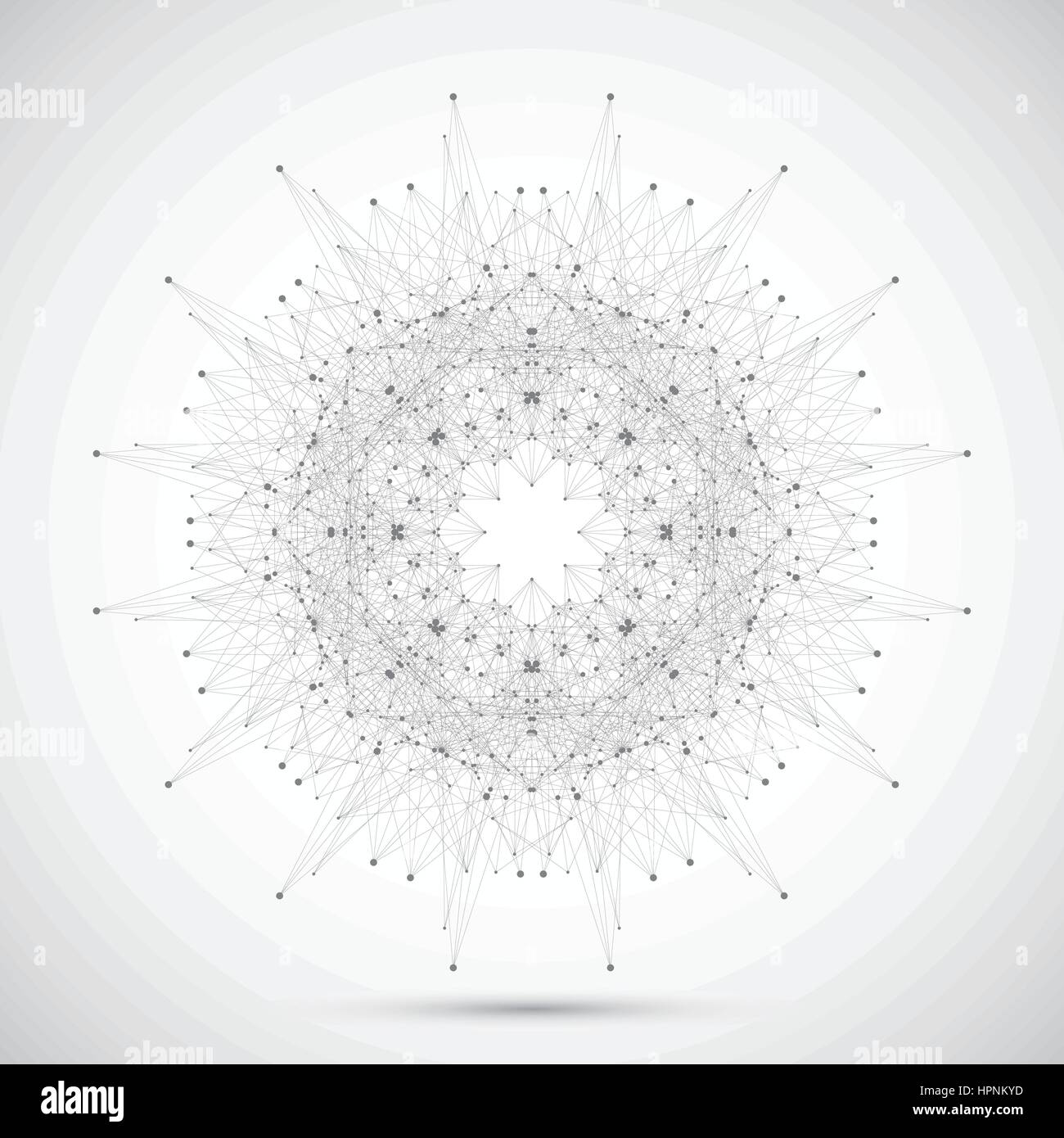 Geometric abstract form with connected line and dots. Futuristic ... Geometric abstract form with connected line and dots. Futuristic ...