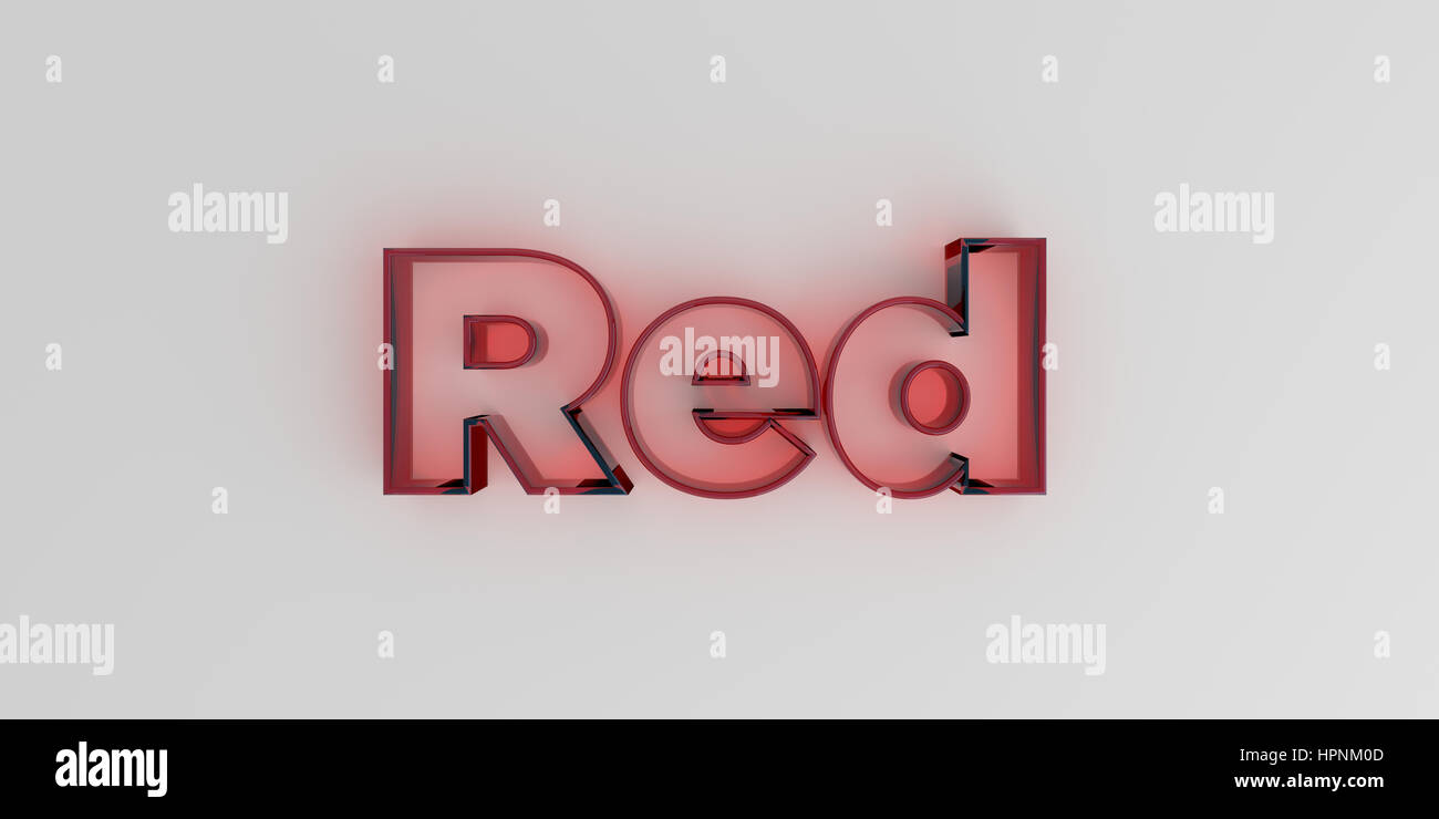 Red - Red glass text on white background - 3D rendered royalty free ...