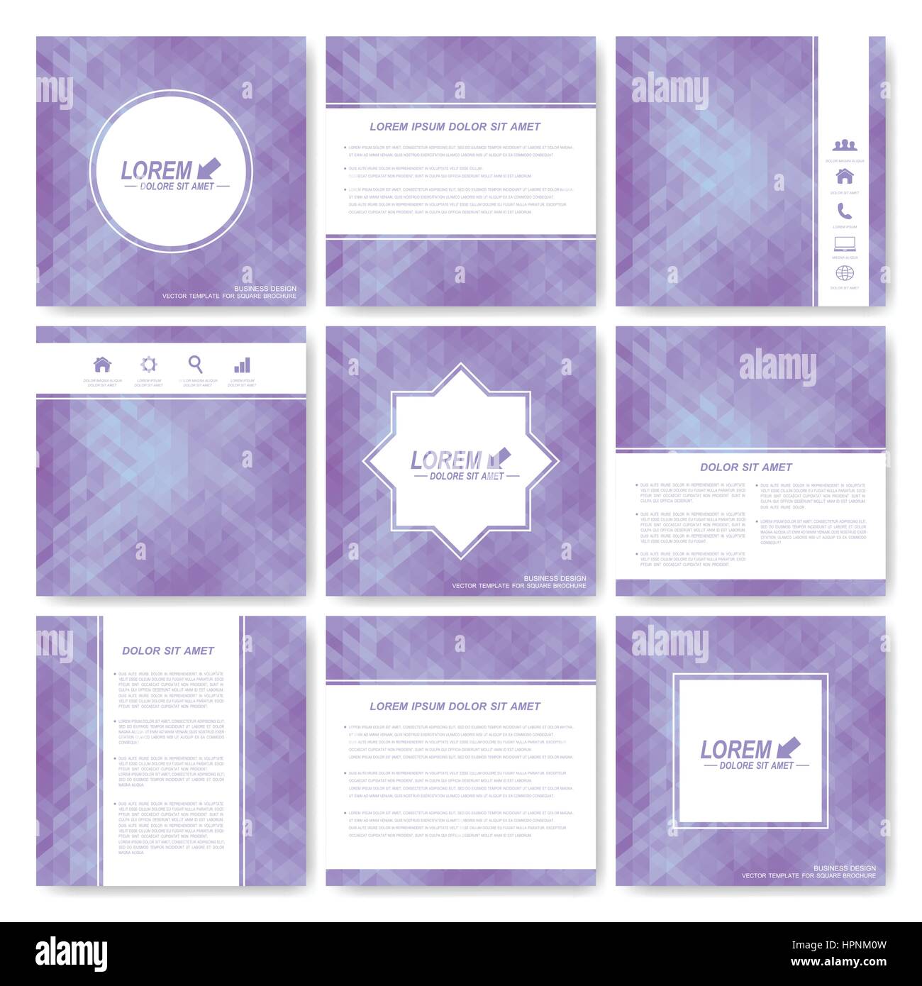 Purple set of vector banners. Background with purple triangles. Web ...