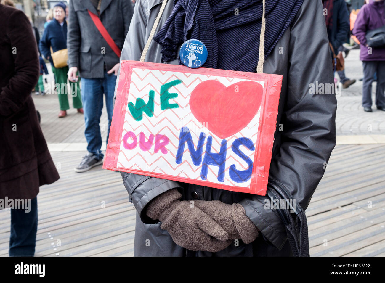 NHS Protesters carrying placards and signs are pictured as they take ...