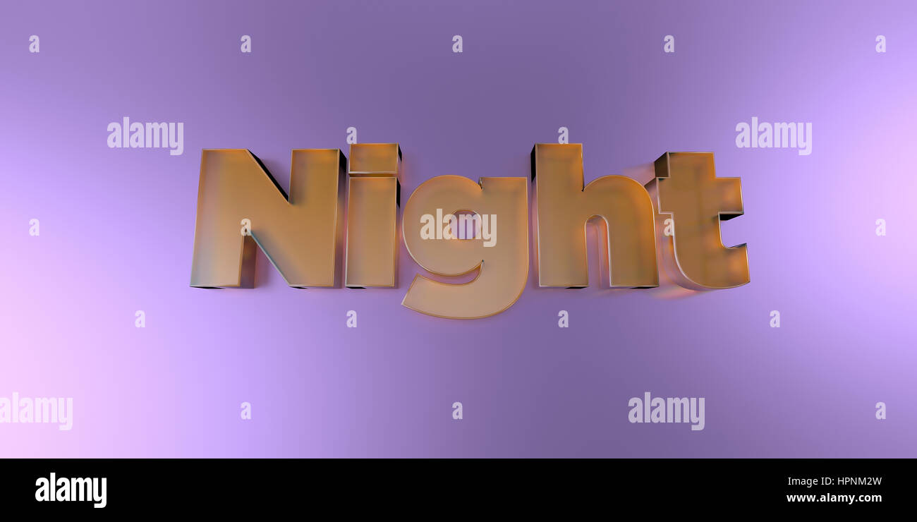 Night - colorful glass text on vibrant background - 3D rendered royalty ...