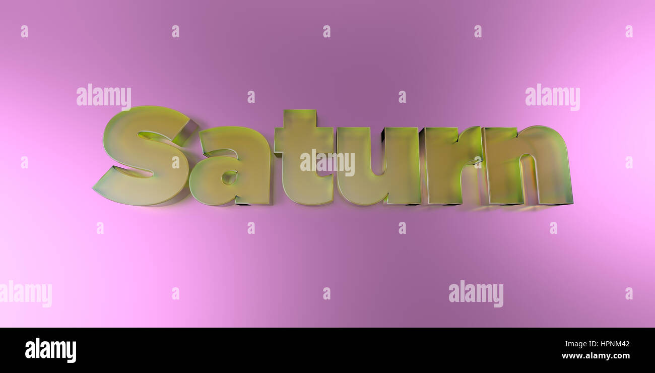 Saturn - colorful glass text on vibrant background - 3D rendered ...