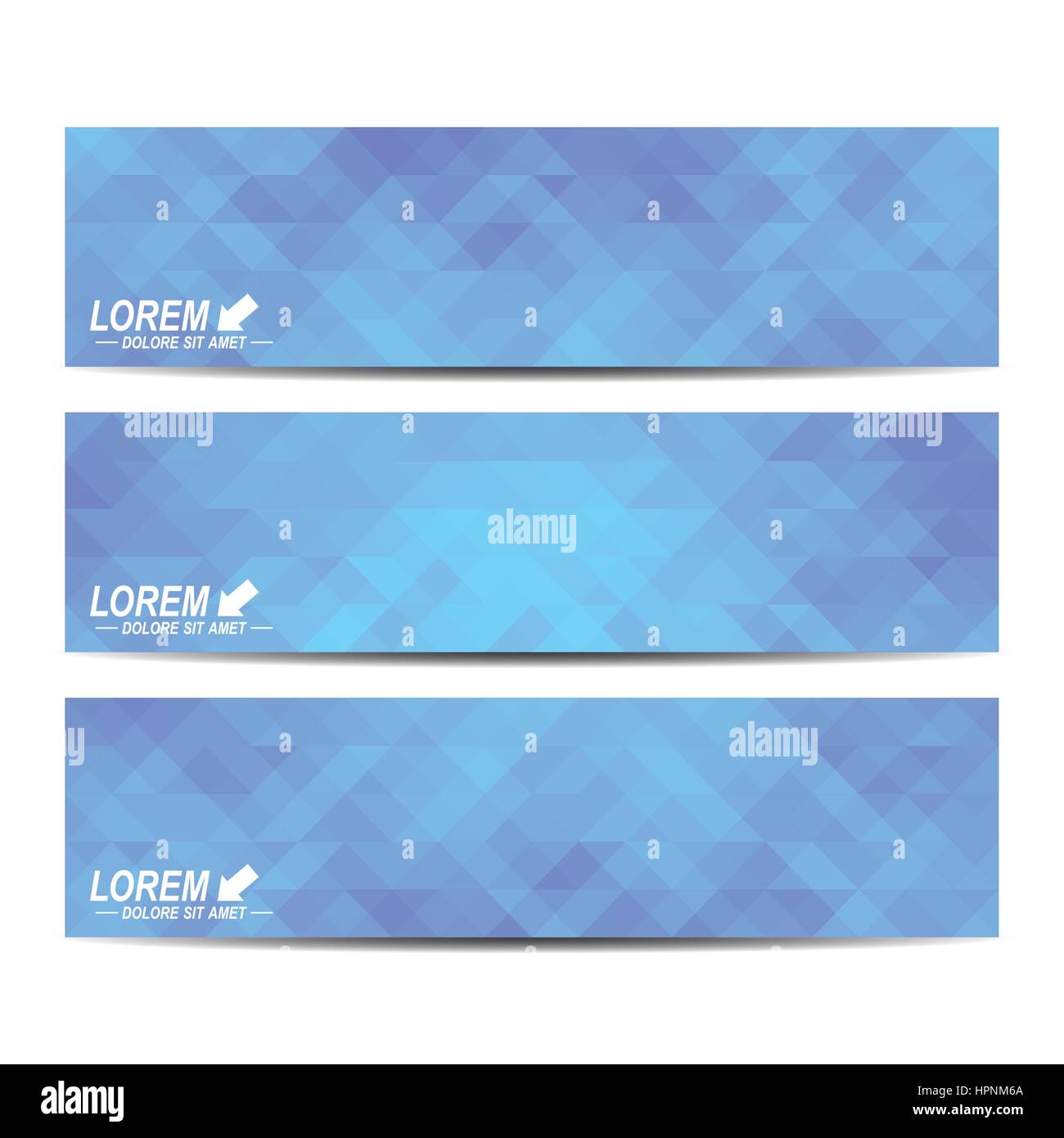 Blue set of vector banners. Background with blue triangles. Web banners ...