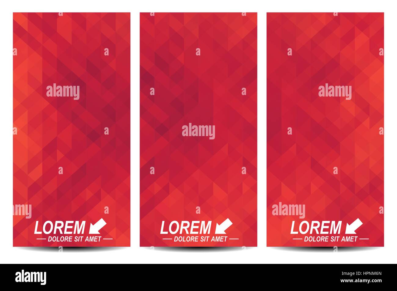 Red set of vector flyers. Background with red triangles. Flyer, web ...