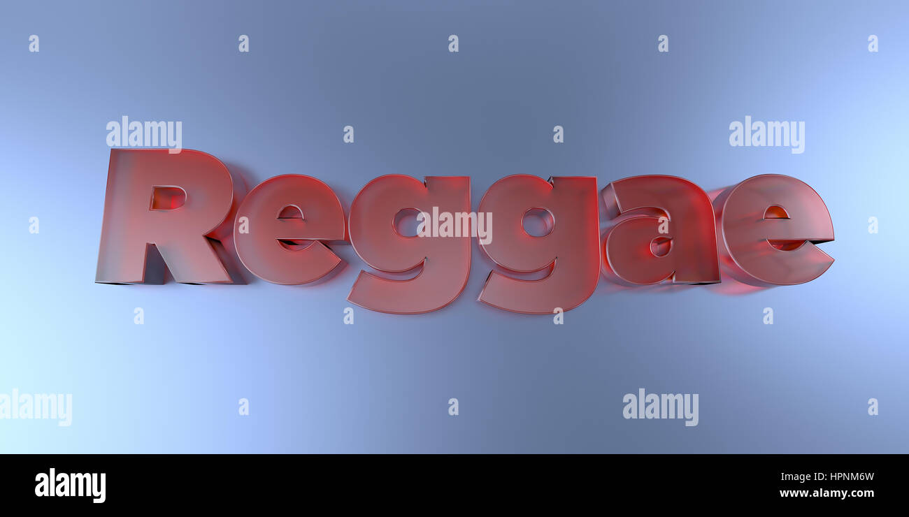 Reggae - colorful glass text on vibrant background - 3D rendered ...