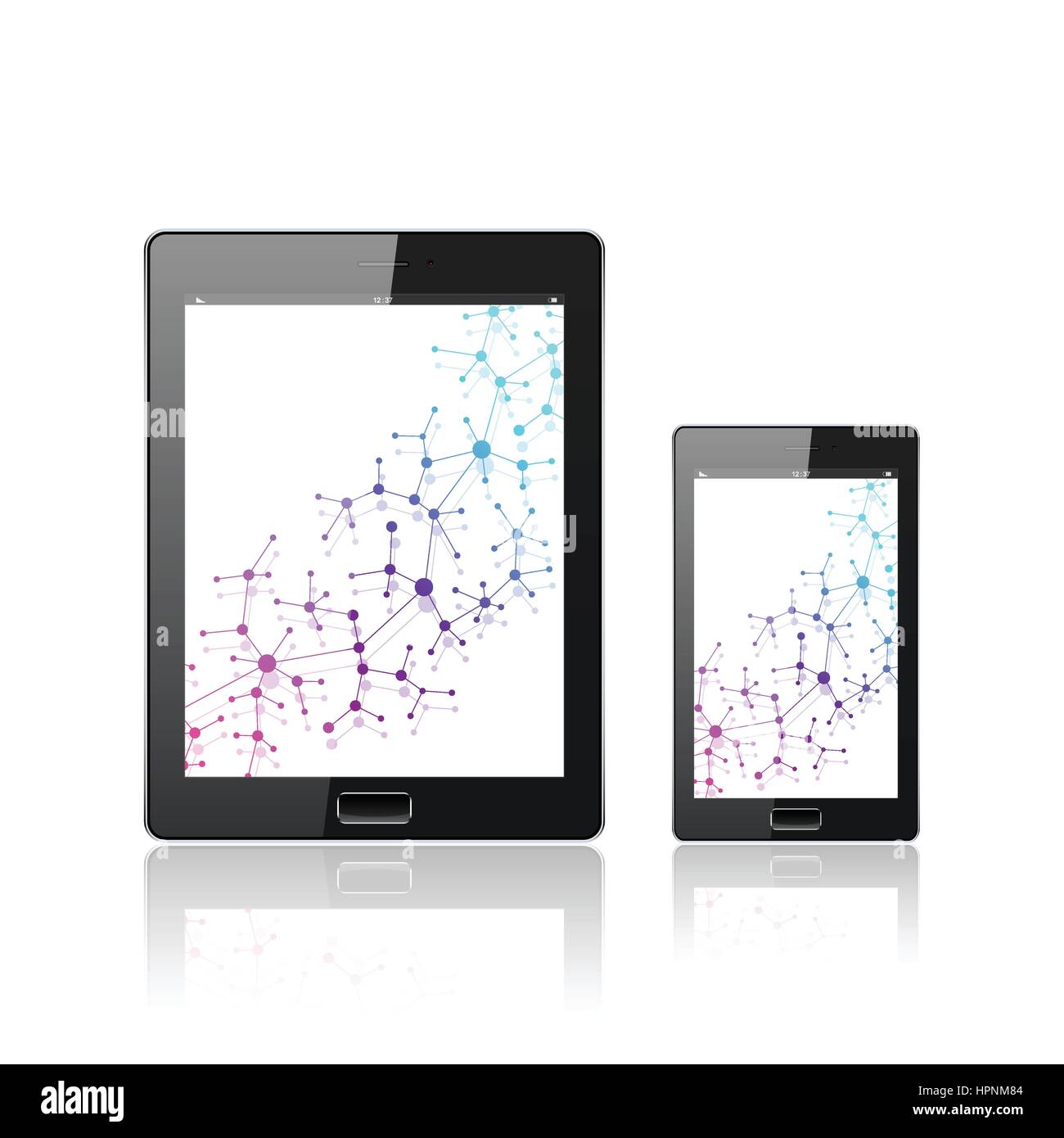 Modern digital tablet PC with mobile smartphone isolated on the white ...
