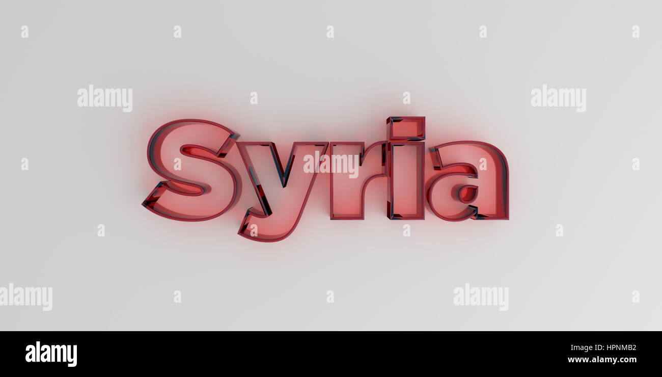 Syria - Red glass text on white background - 3D rendered royalty free ...