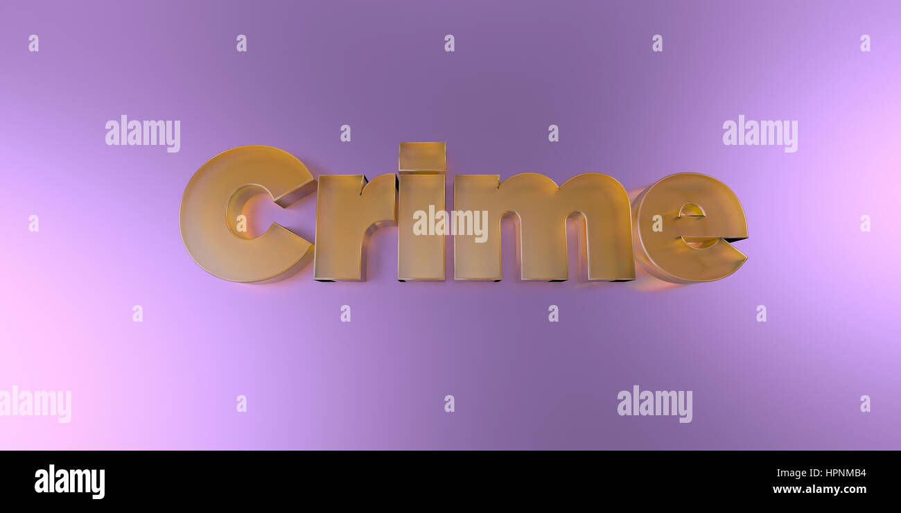 Crime - colorful glass text on vibrant background - 3D rendered royalty ...
