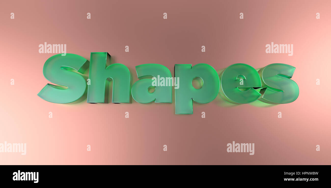 Shapes - colorful glass text on vibrant background - 3D rendered ...