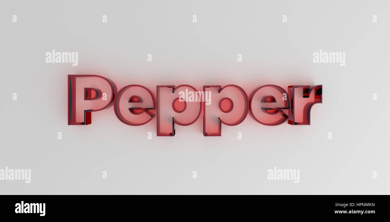Pepper - Red glass text on white background - 3D rendered royalty free ... Pepper - Red glass text on white background - 3D rendered royalty free ...