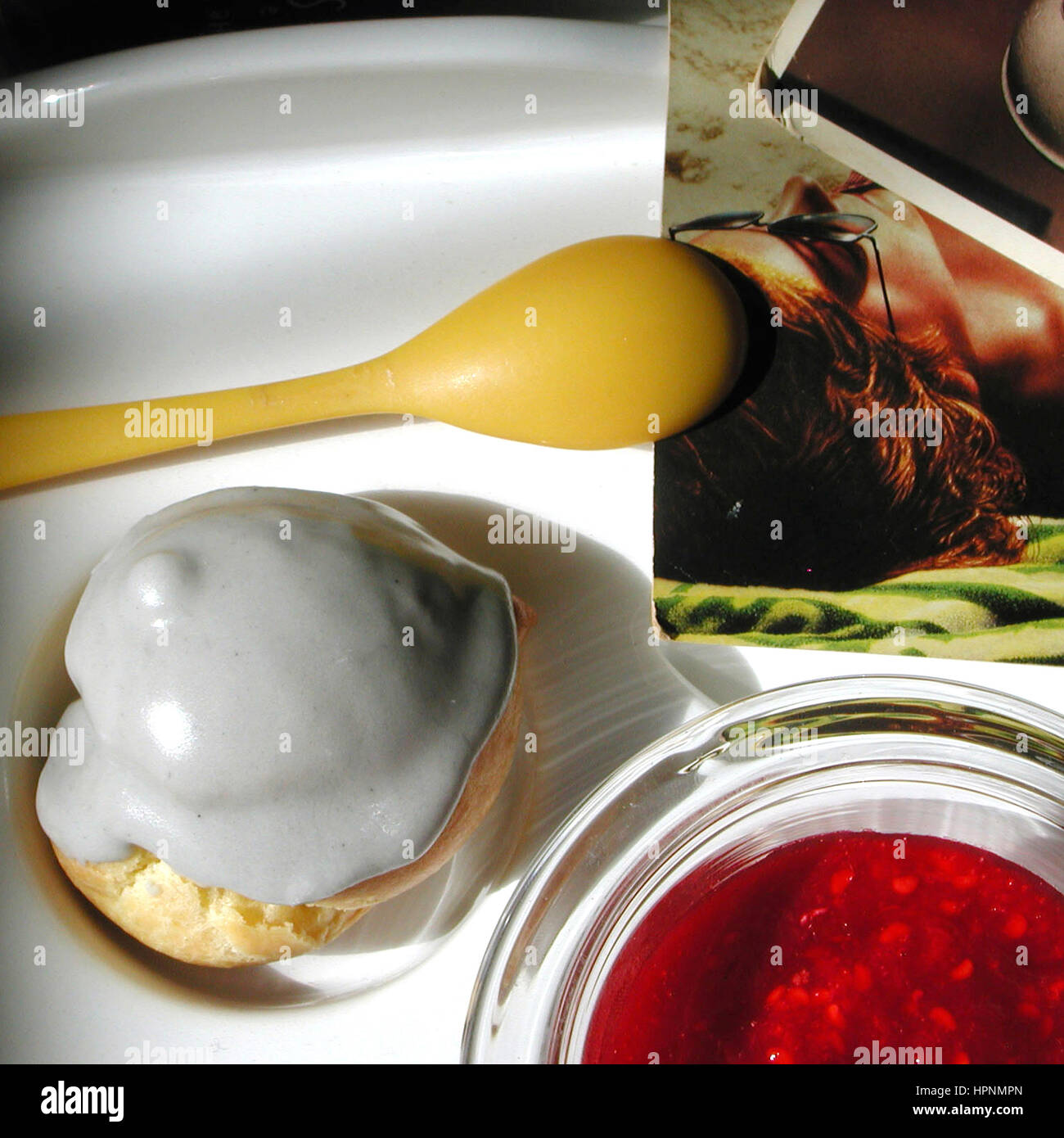 cream puff and raspberry jam Stock Photo - Alamy