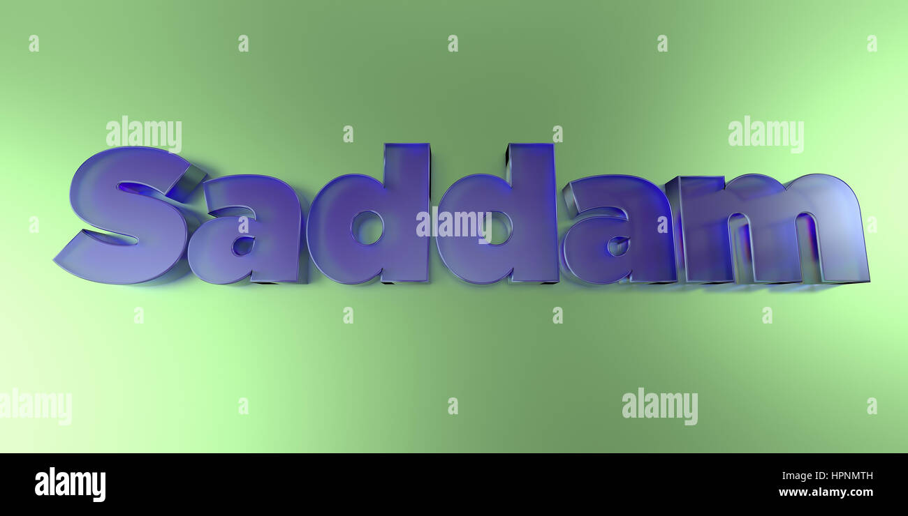 Saddam - colorful glass text on vibrant background - 3D rendered ...