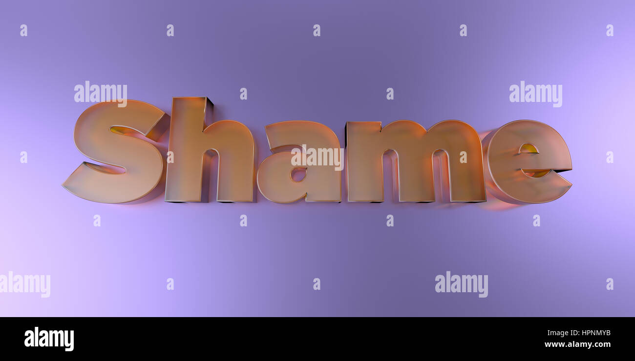 Shame - colorful glass text on vibrant background - 3D rendered royalty ...