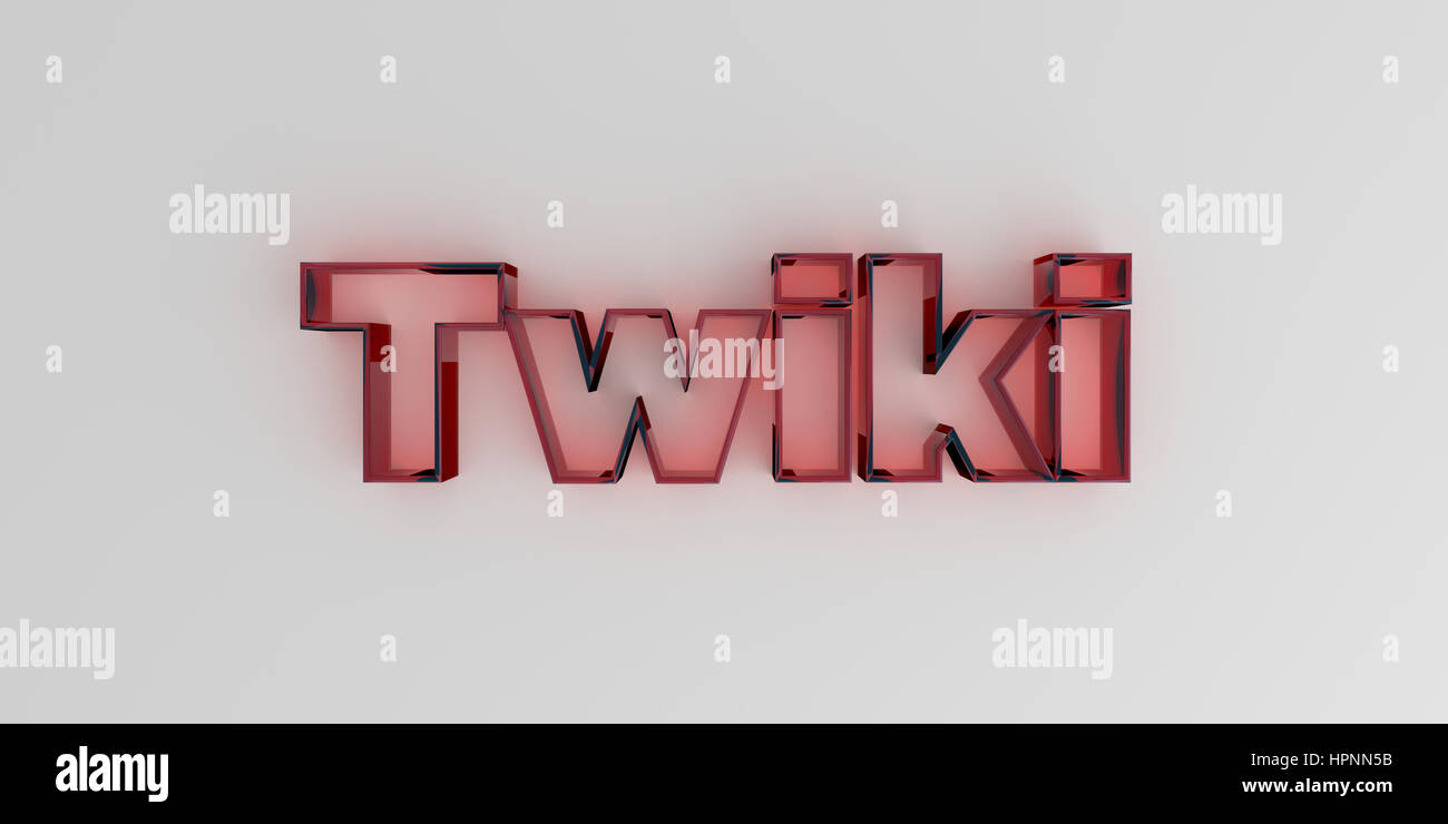 Twiki - Red glass text on white background - 3D rendered royalty free ...