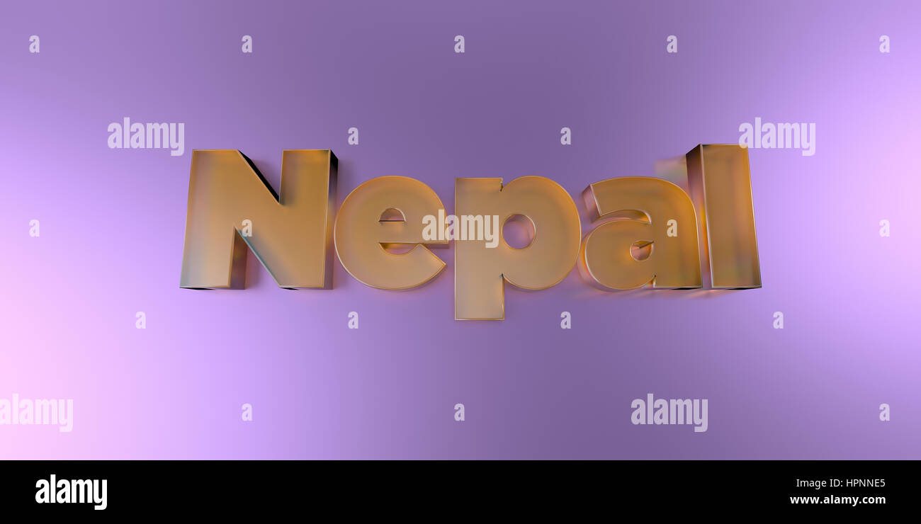 Nepal - colorful glass text on vibrant background - 3D rendered royalty ...