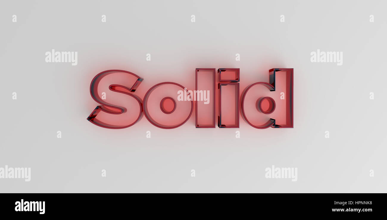 Solid - Red glass text on white background - 3D rendered royalty free ...