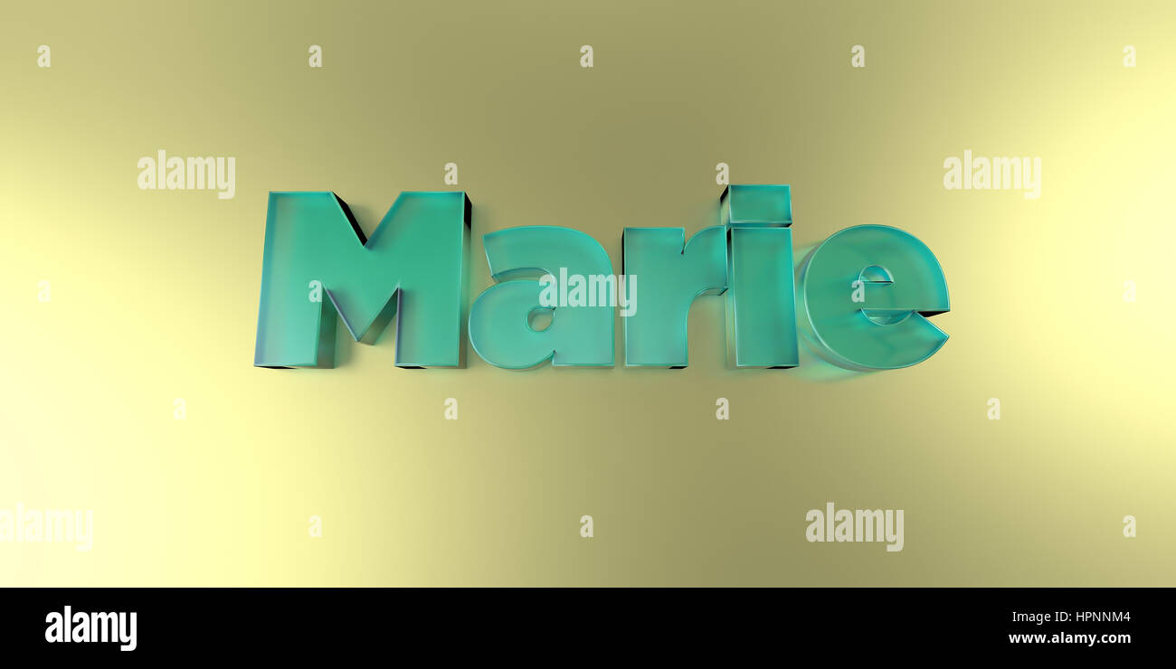 Marie - colorful glass text on vibrant background - 3D rendered royalty ...