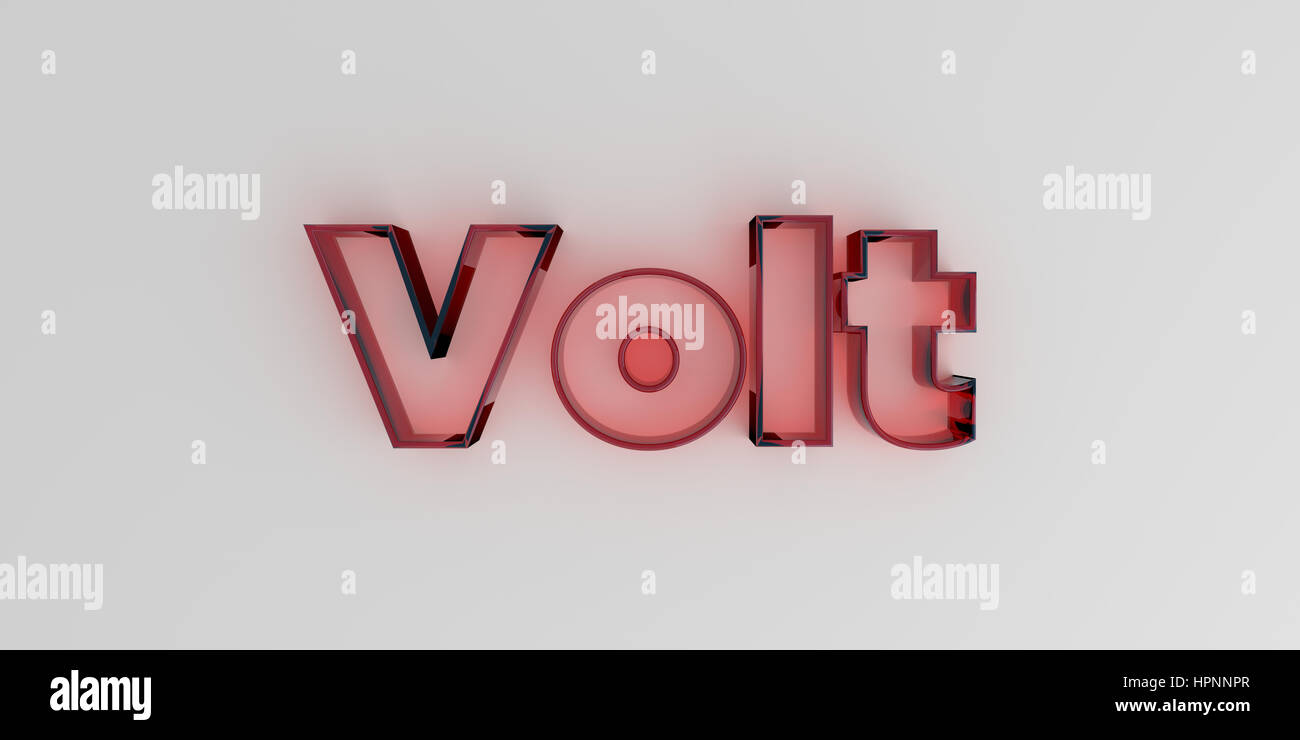 Volt - Red glass text on white background - 3D rendered royalty free ...