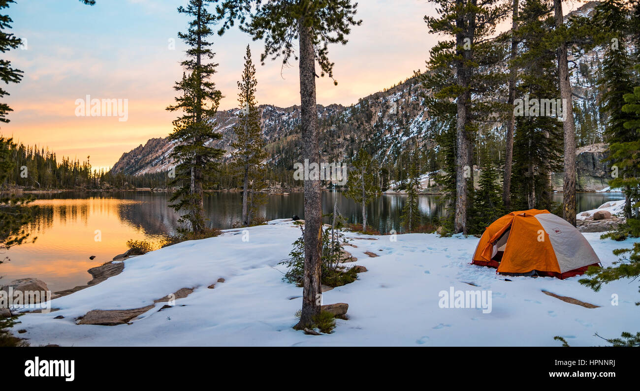 Imogene Lake in Sawtooth Mountains near Stanley Idaho Stock Photo - Alamy
