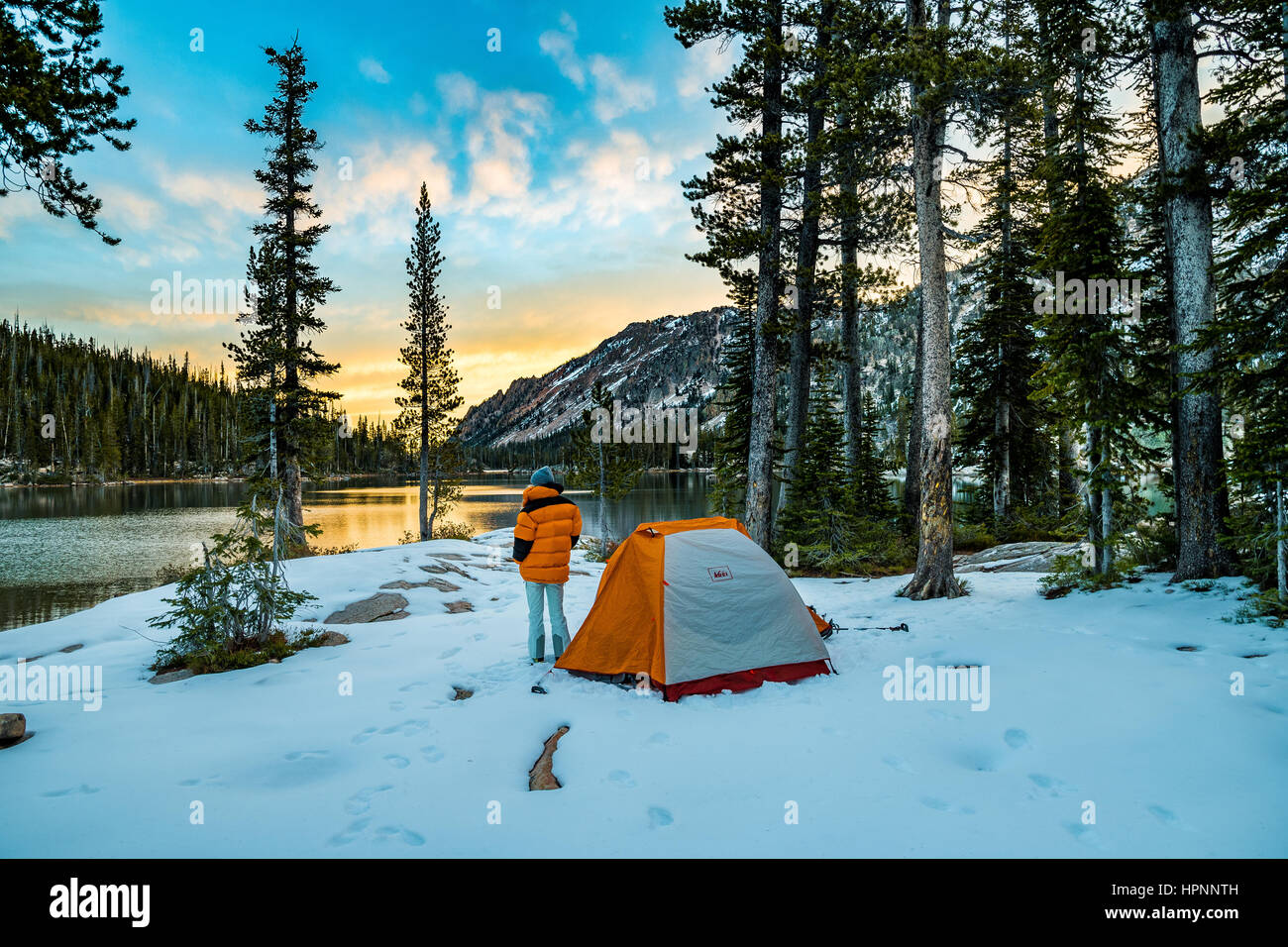 Imogene Lake in Sawtooth Mountains near Stanley Idaho Stock Photo - Alamy