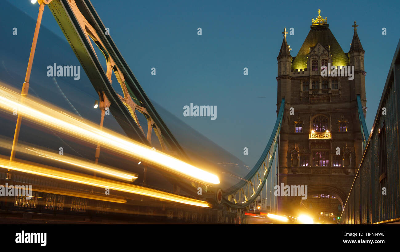LONDON -UK: Rush hour in London, view to the Tower Bridge, long ...