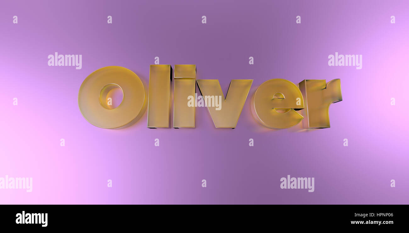 Oliver - colorful glass text on vibrant background - 3D rendered ...