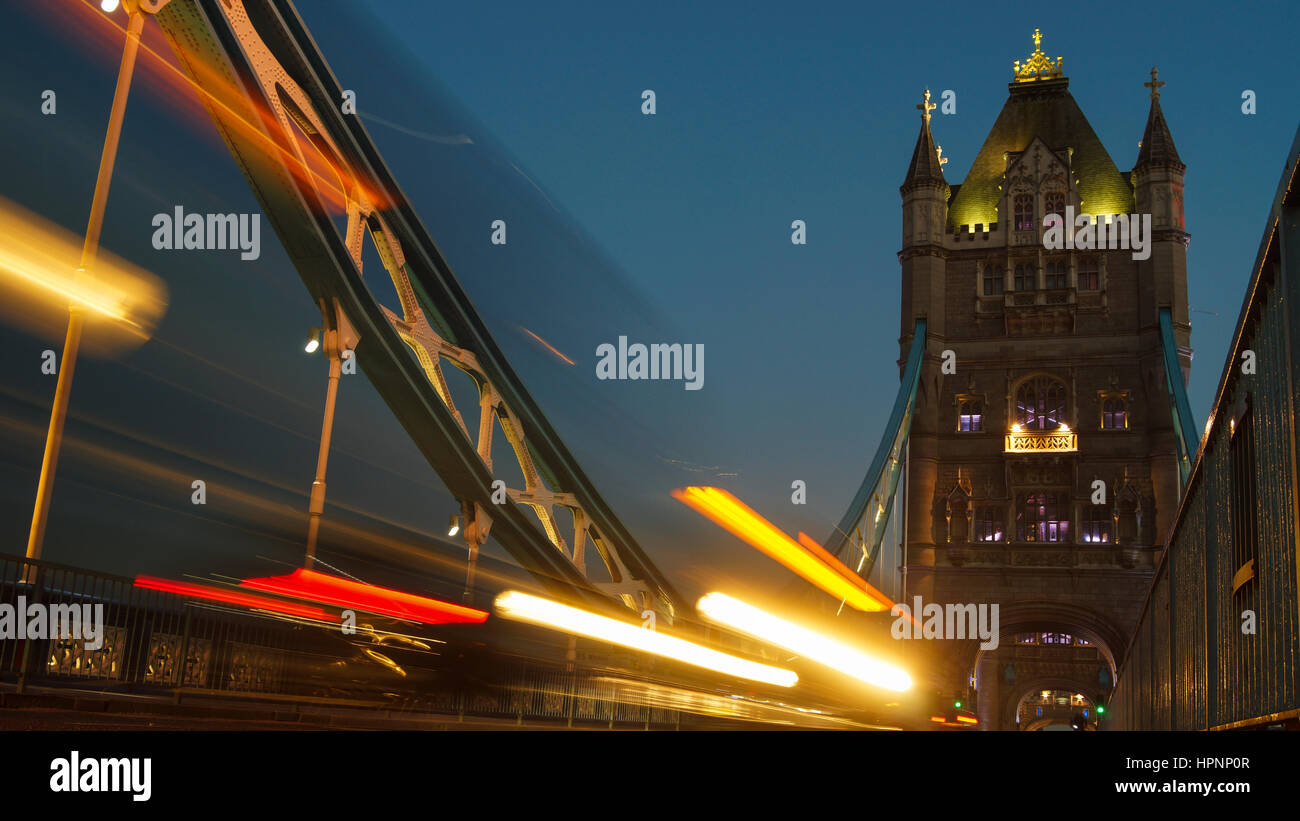 LONDON -UK: Rush hour in London, view to the Tower Bridge, long ...