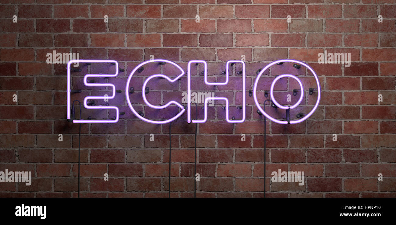 ECHO - fluorescent Neon tube Sign on brickwork - Front view - 3D ...
