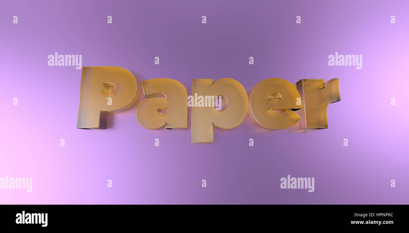Paper - colorful glass text on vibrant background - 3D rendered royalty ...