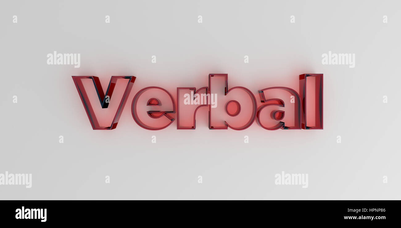 Verbal - Red glass text on white background - 3D rendered royalty free ...