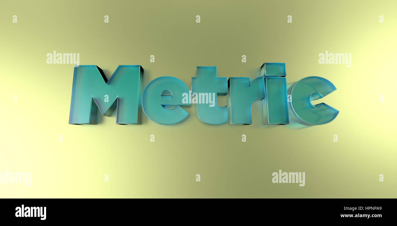 Metric - colorful glass text on vibrant background - 3D rendered ...